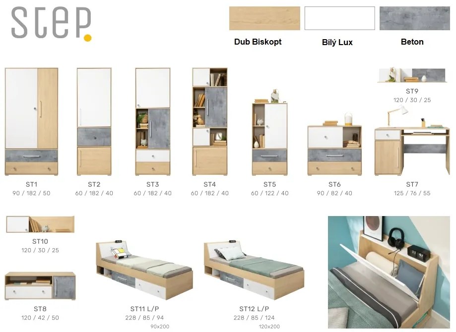 Meblar Postel Step 11 Matrace: Bez matrace