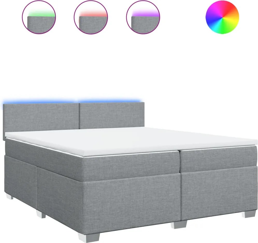 Box spring postel s matrací světle šedá 200 x 200 cm textil 3288288