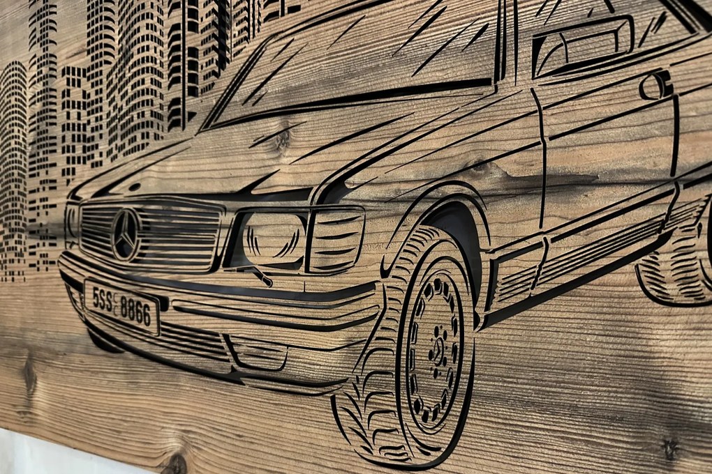 Li-Go "Mercedes Benz SLC" světelný obraz 230V 90x60 cm provedení povrchu: dub světlý