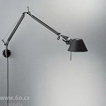 Artemide A004430 + A025150 Tolomeo Parete Black, designové nástěnné svítidlo s vypínačem, 1x70W E27, černá, max. 131cm