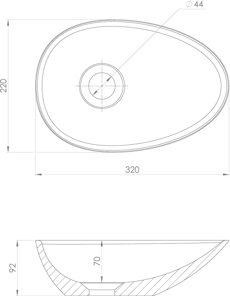 Sapho Kea umyvadlo na desku 32 x 22 cm bez otvoru pro baterii bez přepadu litý mramor bílá KE320