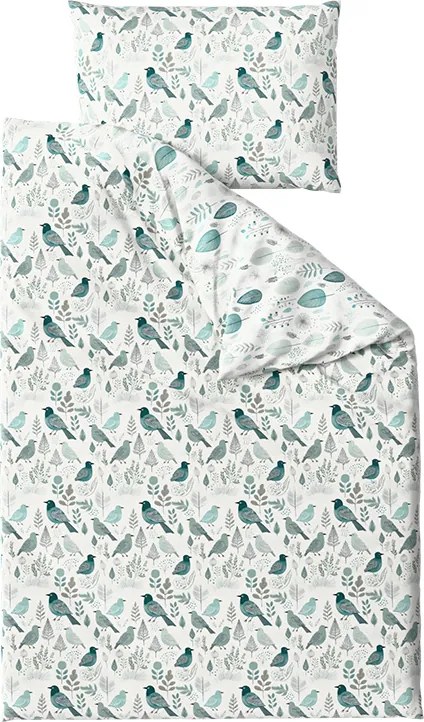 Polybavlněné povlečení LEAFBIRD POLY bílo-zelené Rozměr povlečení: 2 ks 70 x 90 cm | 200 x 220 cm