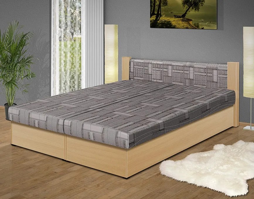 Manželská postel s úložným prostorem Erika 170 barva lamina: Buk 381, Čalounění: Mega 019 Ratan