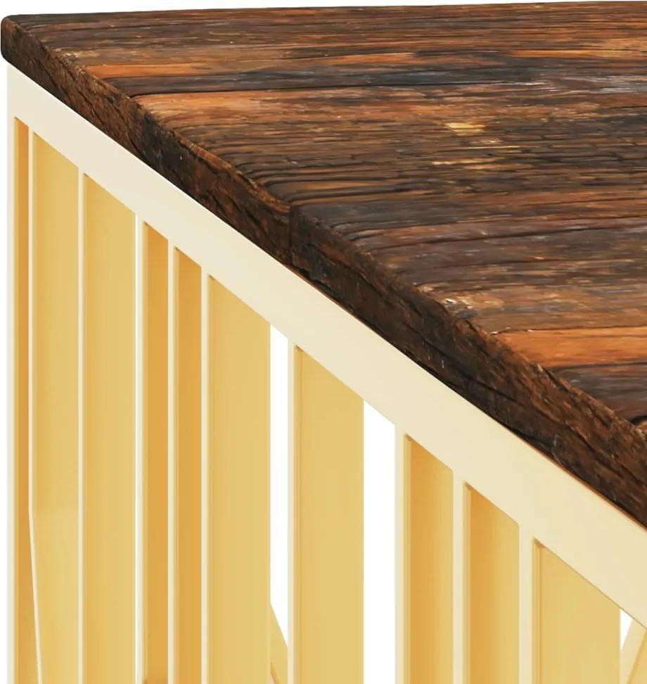 vidaXL Konferenční stolek nerezová ocel a recyklované dřevo [350070] Barva: zlatá