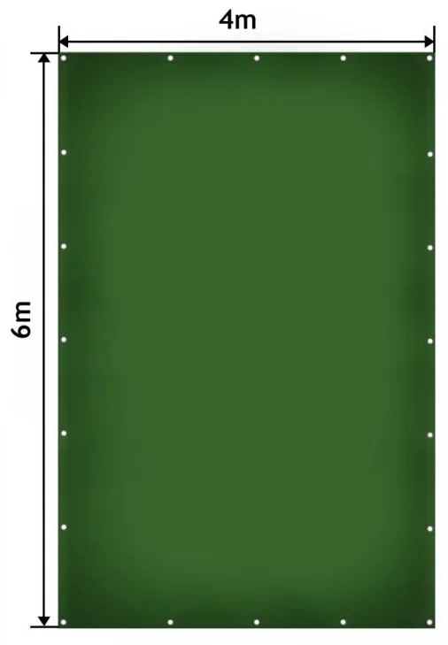 JAGO Plachta 650 g/m², hliníková oka, zelená, 4 x 6 m