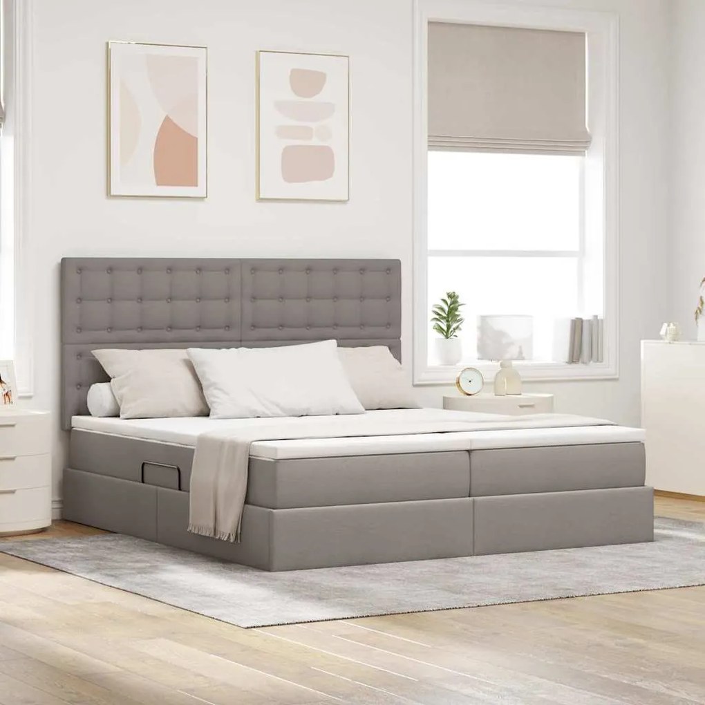 Postel s úložným prostorem s čelo Taupe 180 x 200 cm Textil 3372224