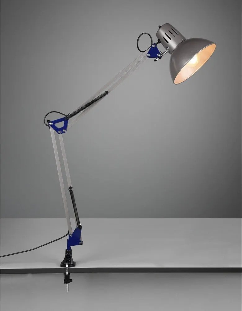 Stolní lampa s ohybatelnou konstrukcí/s klipem ve stříbrné barvě (výška 73,5 cm) Tajo – Trio