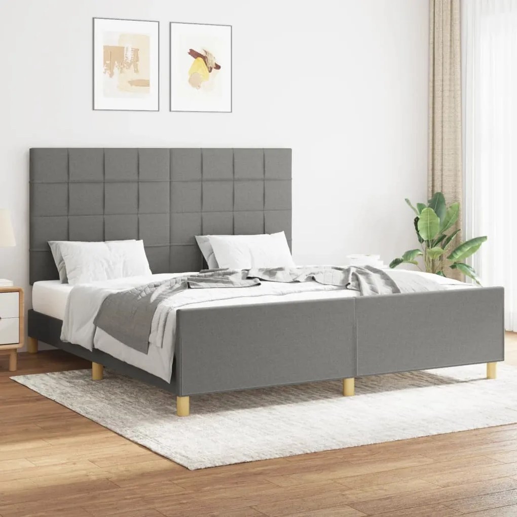 Rám postele bez matrace tmavě šedý 160 x 200 cm textil 3125066