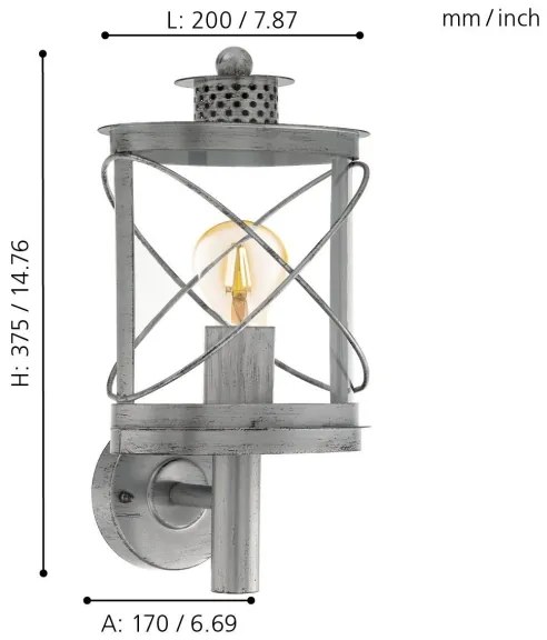 Eglo 94865 - Venkovní svítidlo HILBURN 1xE27/60W/230V IP44