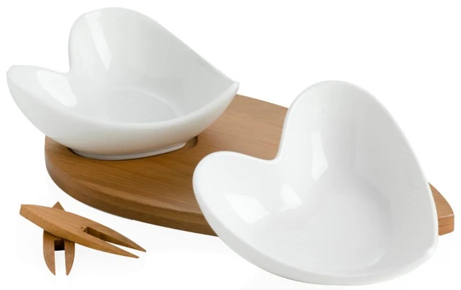 Bílé porcelánové/bambusové servírovací misky v sadě 2 ks Appetizers – Brandani
