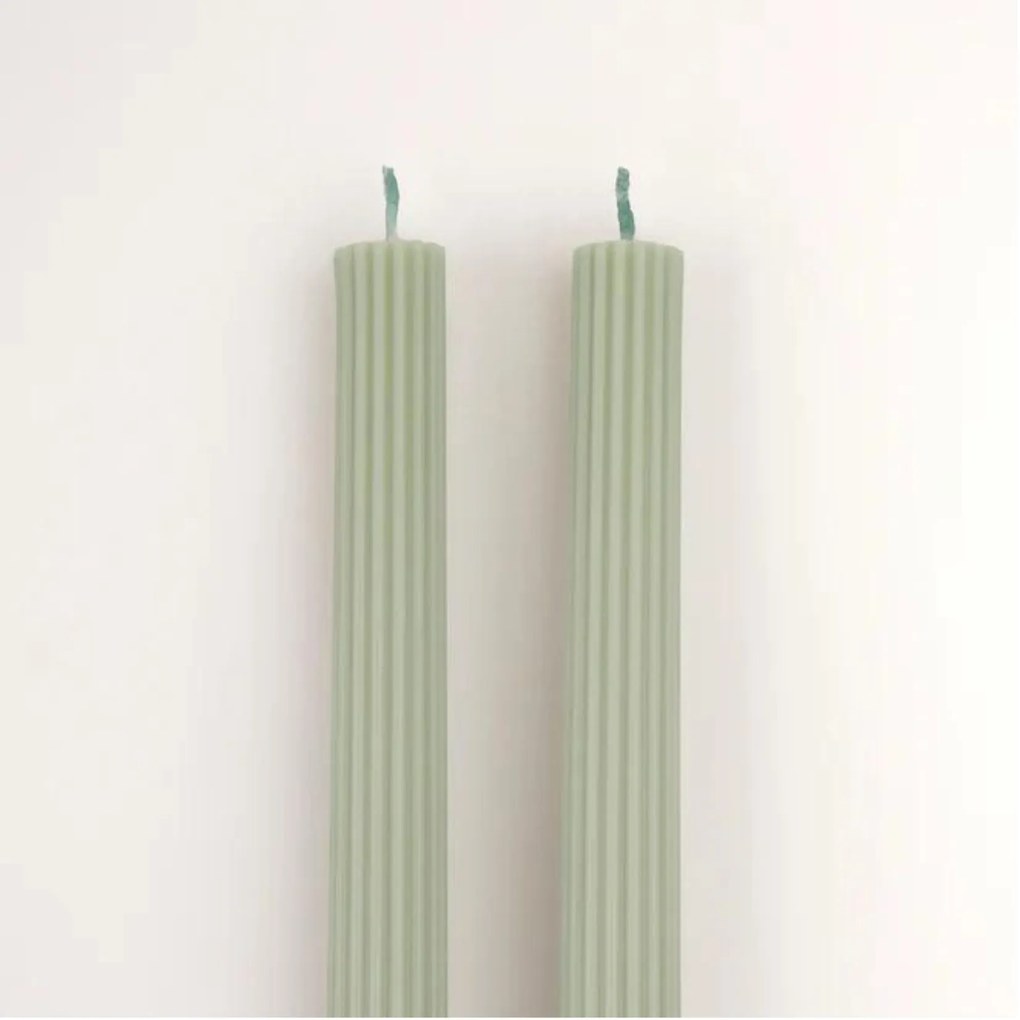 Meri Meri Vysoká svíčka Sage Green 25 cm – set 2 ks, zelená barva, vosk