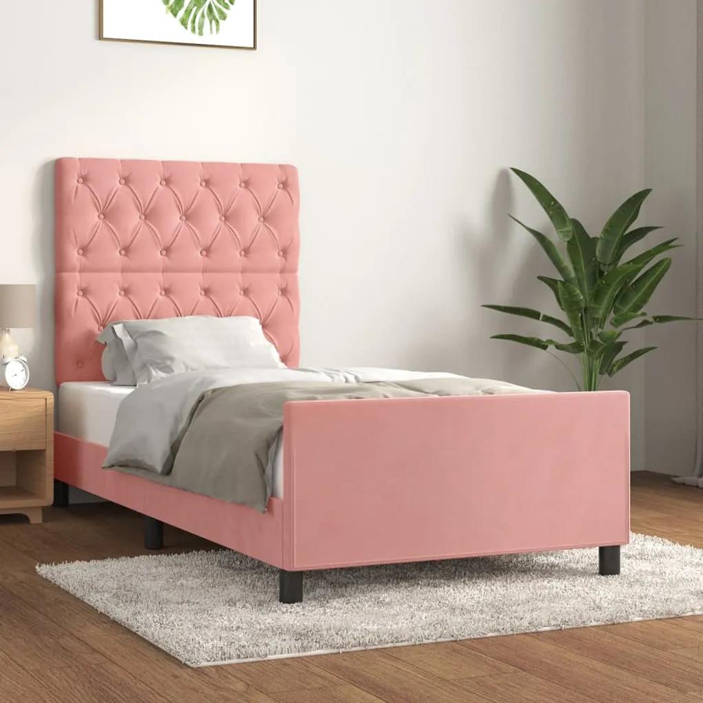 Rám postele s čelem růžový 80x200 cm samet,  3125909