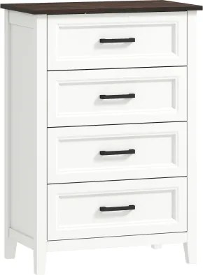HOMCOM úzká vysoká komoda do ložnice s deskou v dřevěném vzhledu, komoda s šuplíky pro malé prostory 60x35x87 cm, bílá