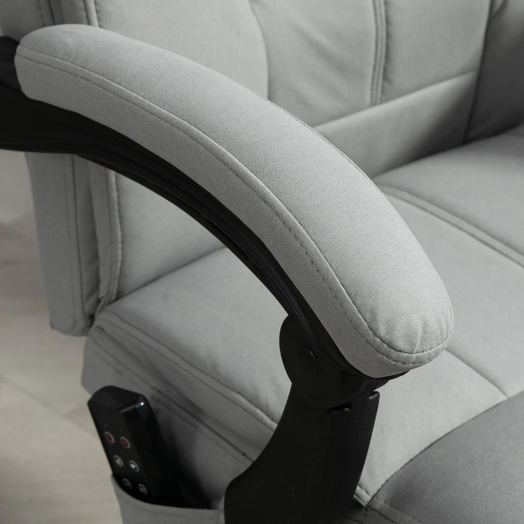 Masážní kancelářská židle Vinsetto s funkcí polohování ergonomická kancelářská židle výškově nastavitelná manažerská židle s podnožkou světle šedá pr…
