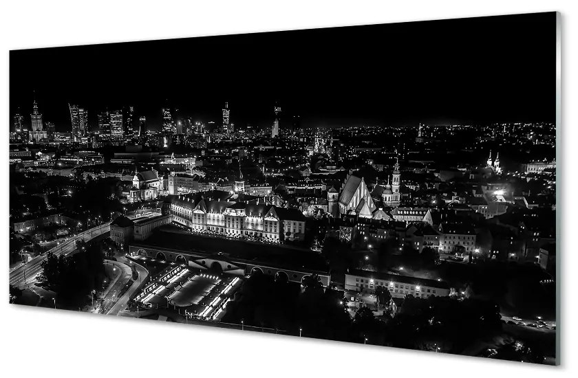 Obraz na skle Noční panorama Varšavy mrakodrapů 120x60 cm