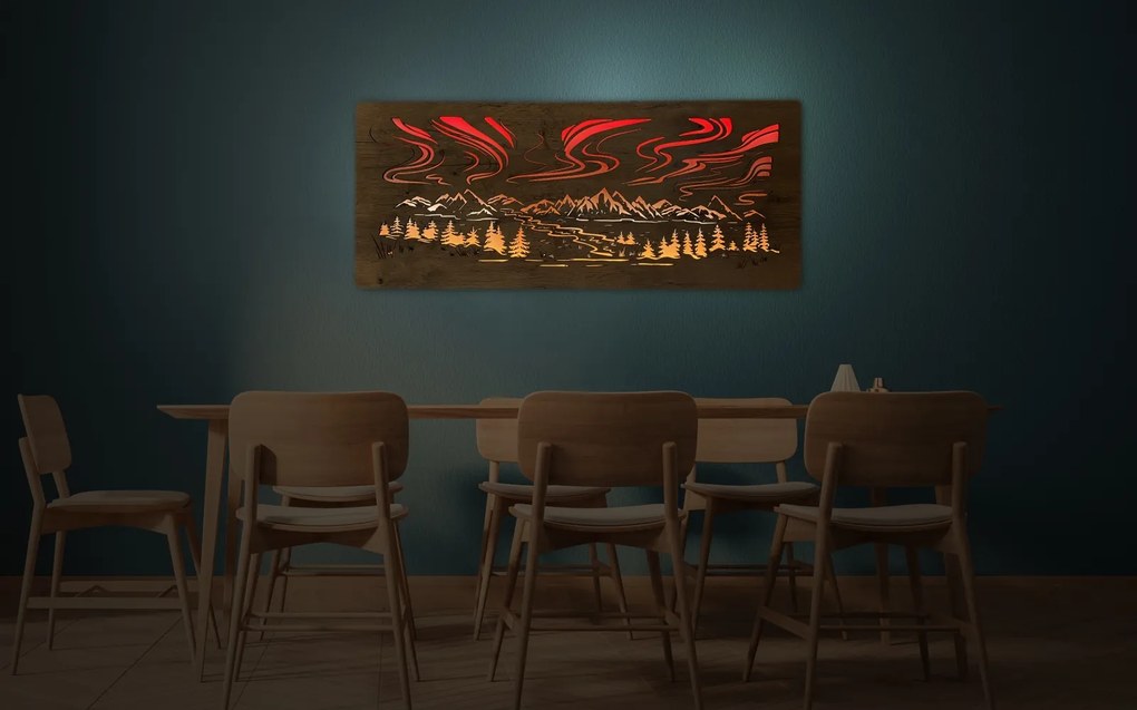 Li-Go "Polární záře" světelný RGBW obraz 230V 120x50cm provedení povrchu: dub světlý