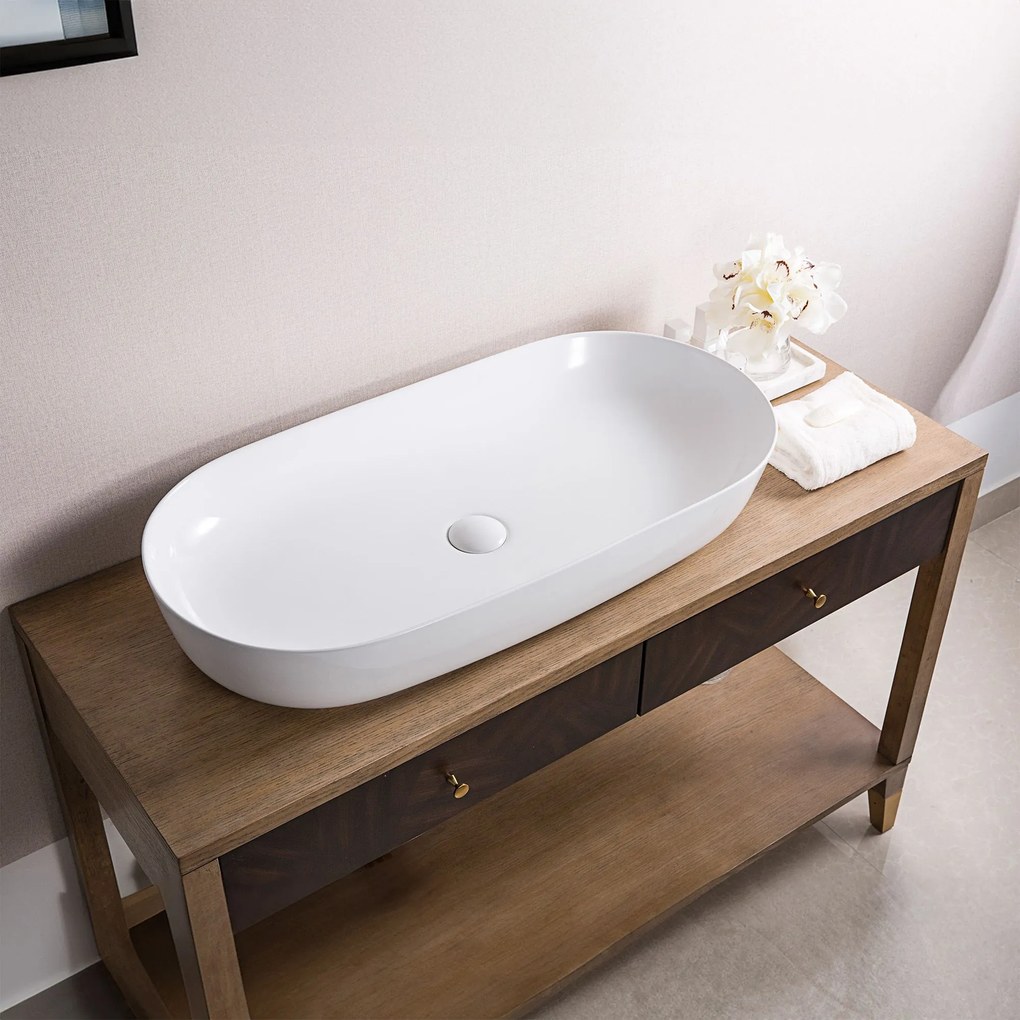 Rea Cleo, umyvadlo na desku 810x410x135 mm, bílá lesklá, REA-U0563