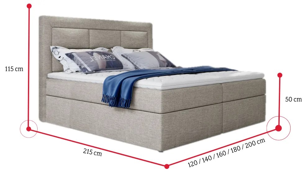 Expedo Čalouněná postel boxspring SAVOY, 180x200, monolith 37