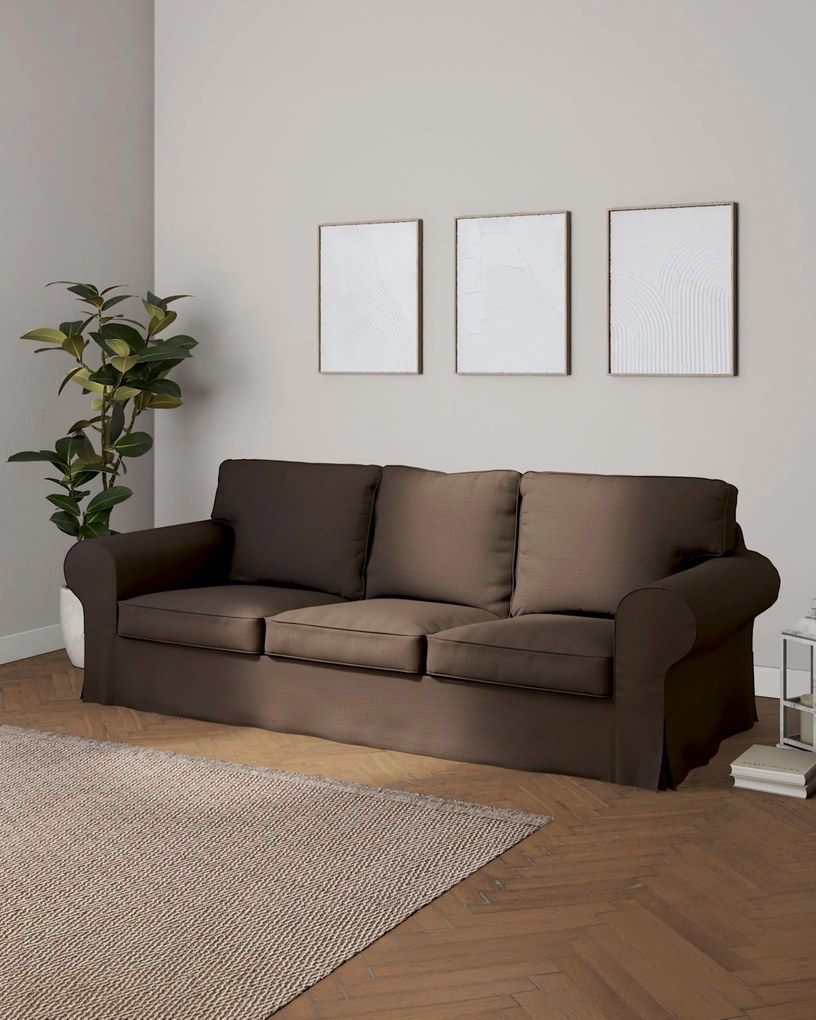 Potah na pohovku IKEA Ektorp 3-místná, rozkládací STARÝ MODEL PIXBO barva hnědá látka pletený vzor
