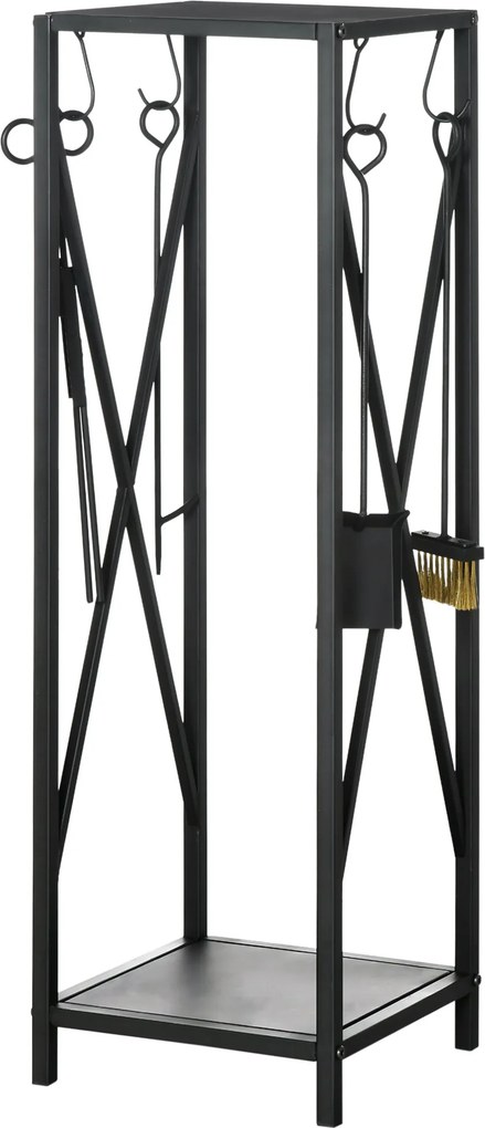 Držák na dřevo Outsunny - Sloupcový stojan na dřevo - Více příslušenství rozměr 34Š x 34H x 111V cm Metal Černý