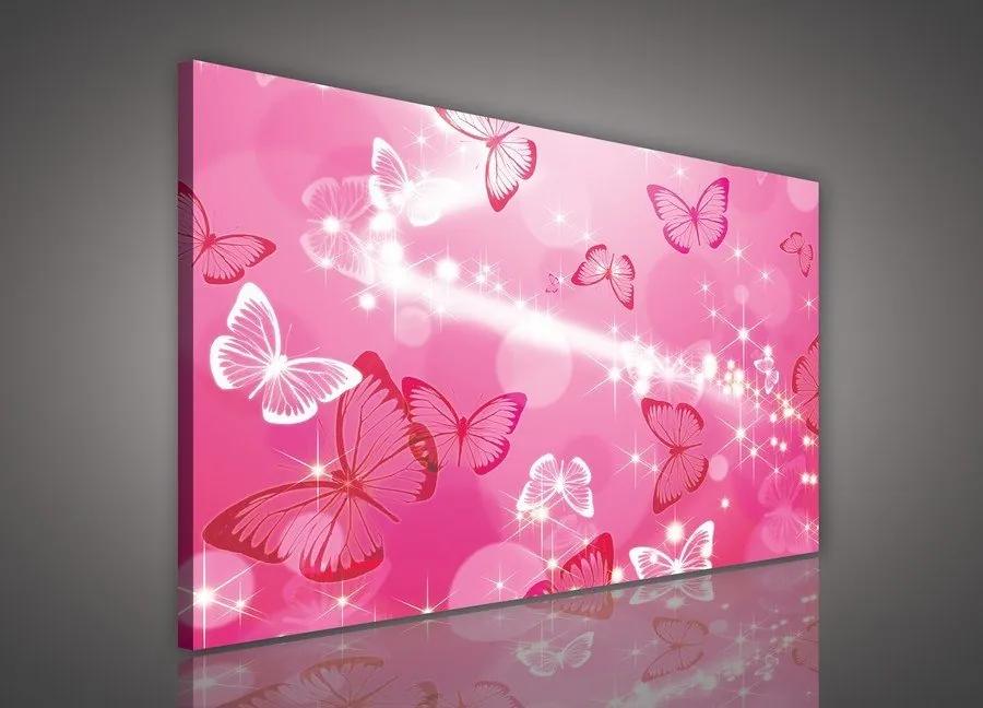 Postershop Obraz na plátně: Růžoví motýli (1) - 75x100 cm