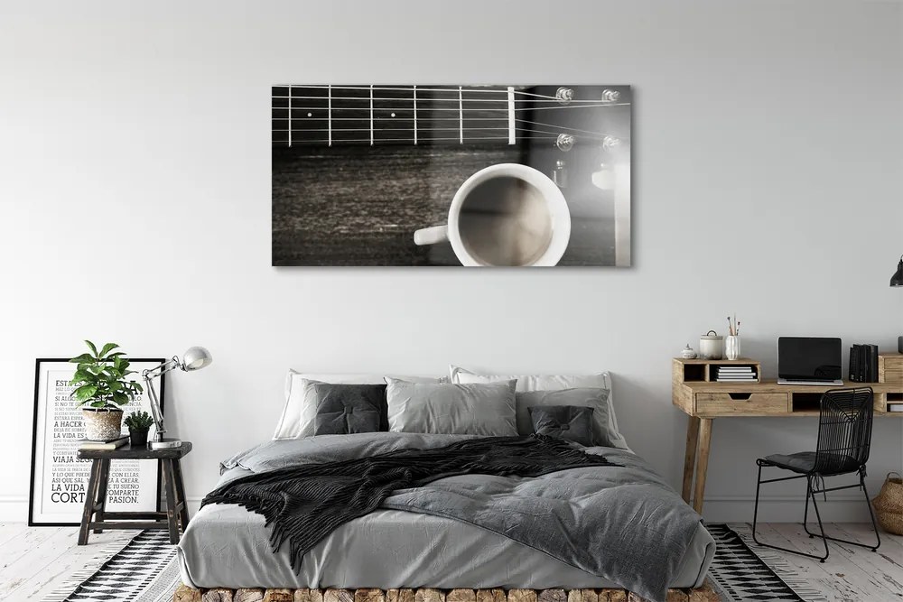 akrylový obraz coffee kytara 140x70 cm