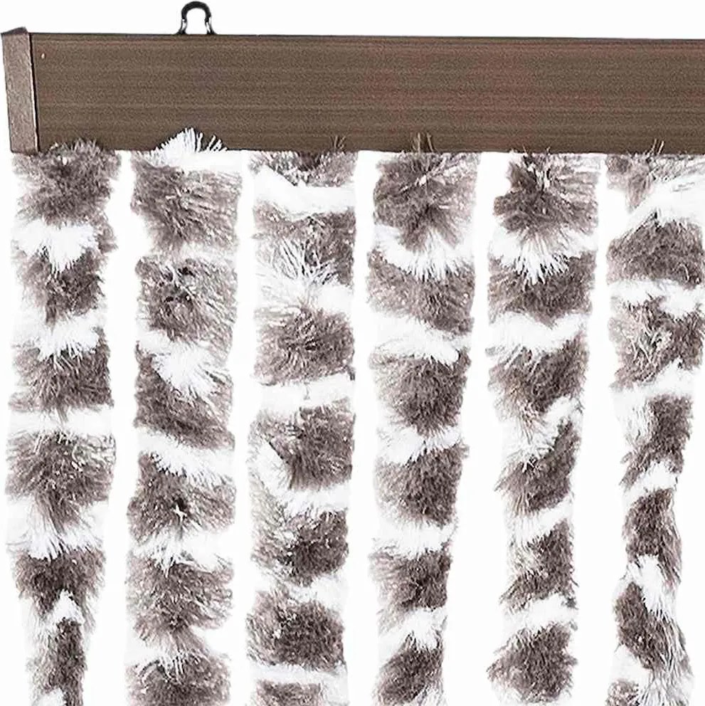 Závěs proti hmyzu taupe a bílý 100 x 220 cm Chenille 325462