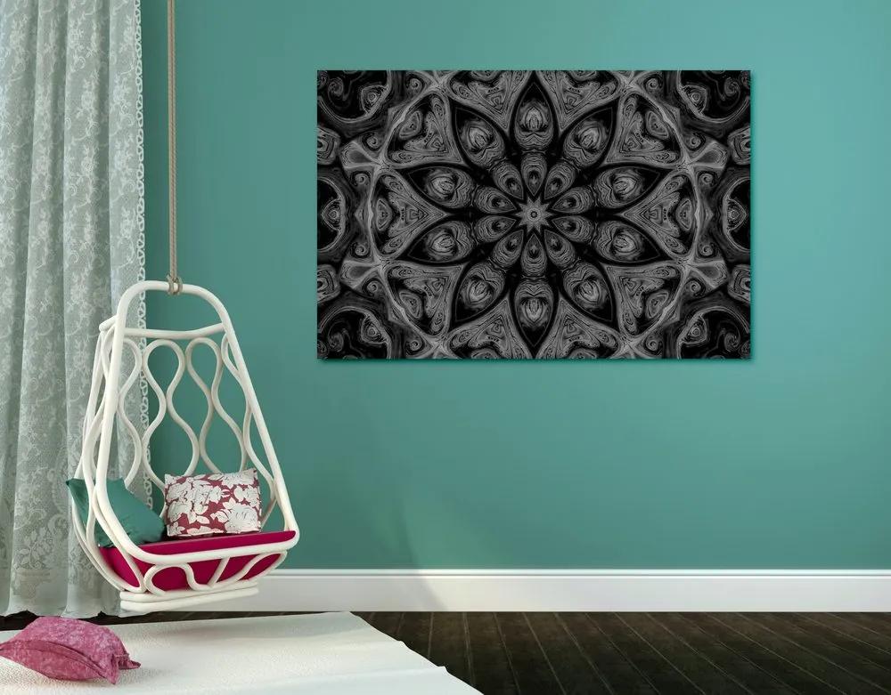 Obraz hypnotická Mandala v černobílém provedení Varianta: 120x80