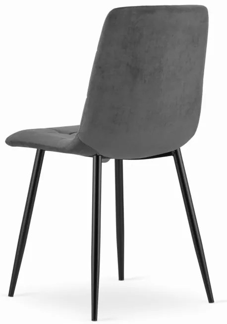 Set dvou jídelních židlí KARA samet šedá (černé nohy)