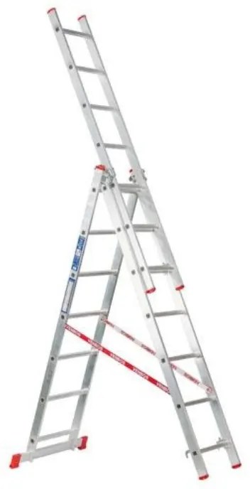 Hliníkový trojdílný výsuvný žebřík VENBOS HOBBY, 3x7 příček, 4,24 m