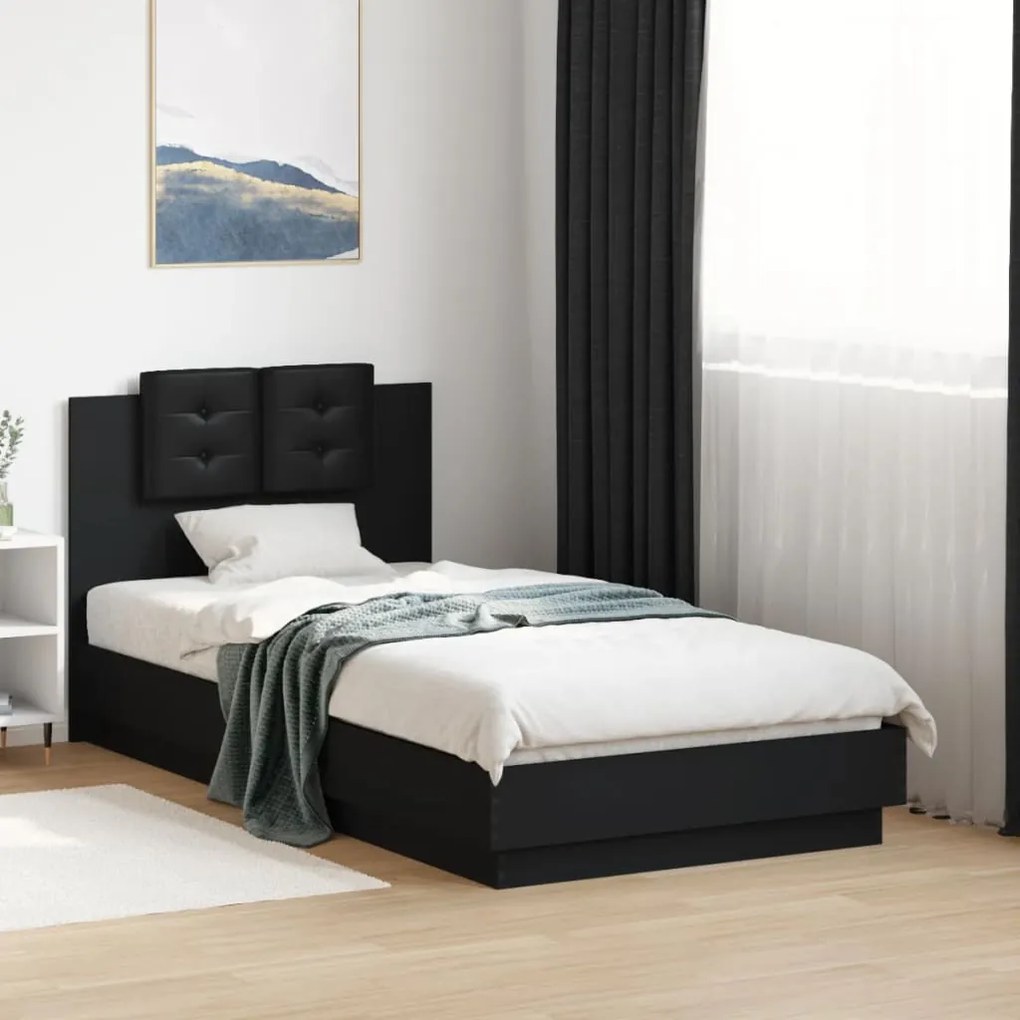 Rám postele s čelem a LED osvětlením černý 75 x 190 cm 3210067
