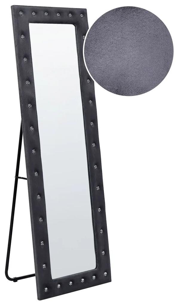 Sametové stojací zrcadlo 50 x 150 cm tmavošedé ANSOUIS Beliani