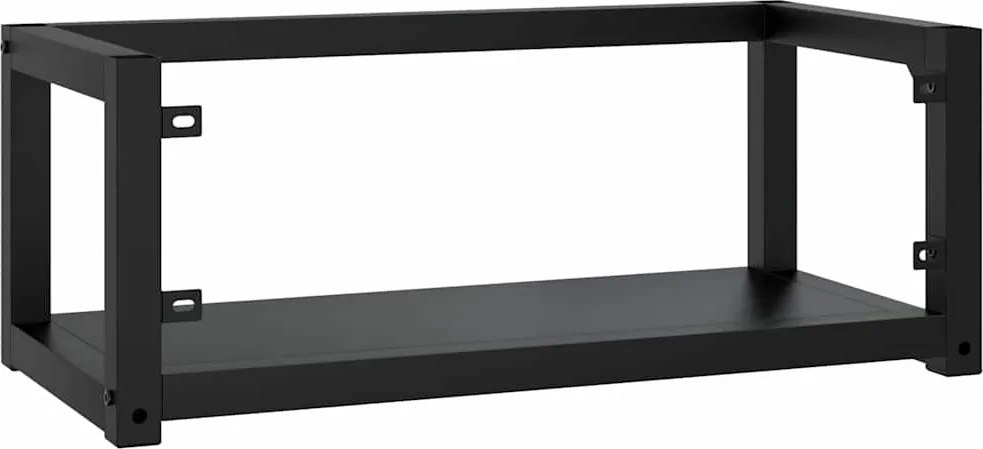 Nástěnný koupelnový regál pod umyvadlo černý 79x38x31 cm železo 338495