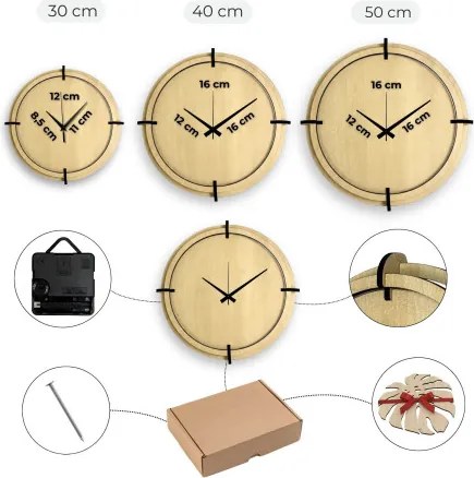 Dřevěné nástěnné hodiny s 3D čísly | Moderní design do interiéru | SENTOP HDF0601-MAPLE