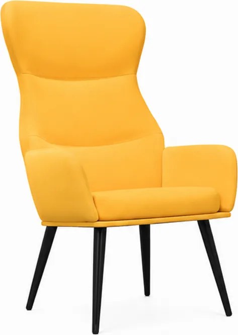 relaxační křeslo, odpočinkové, dřevo/kov/textil, 96x68x79 cm, nohy černé/hořčicově žlutá, Dekorino KR20260061
