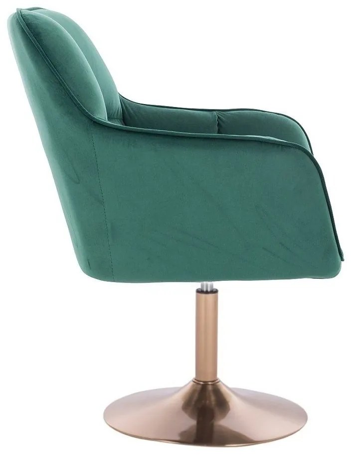 LuxuryForm DESIGN Otočné křeslo AMALFI VELUR na zlatém talíři - zelené