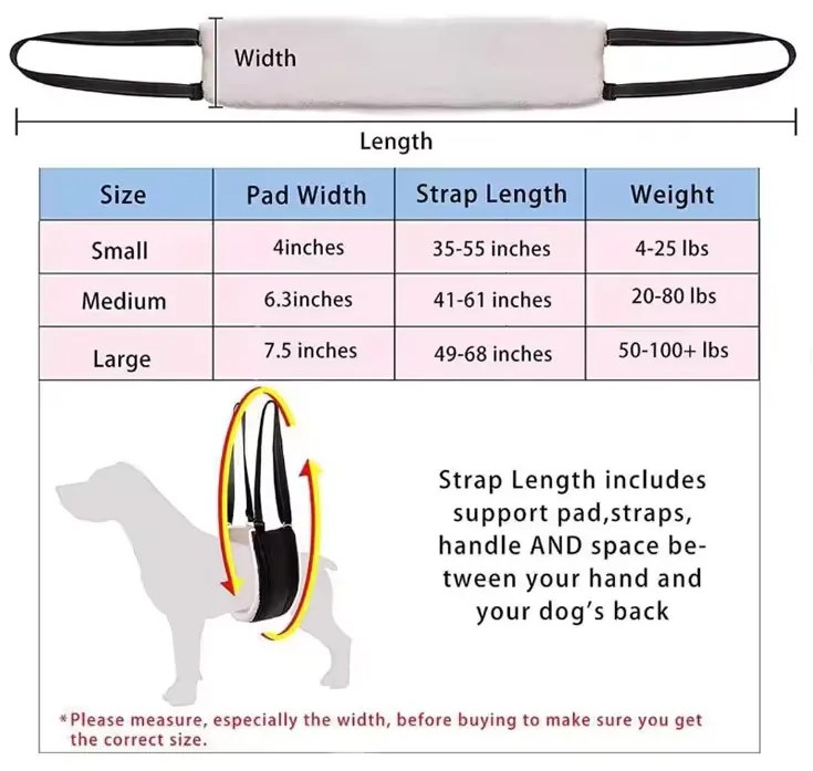Zvedací postroj pro psa podpora psa, Barvy a parametry M