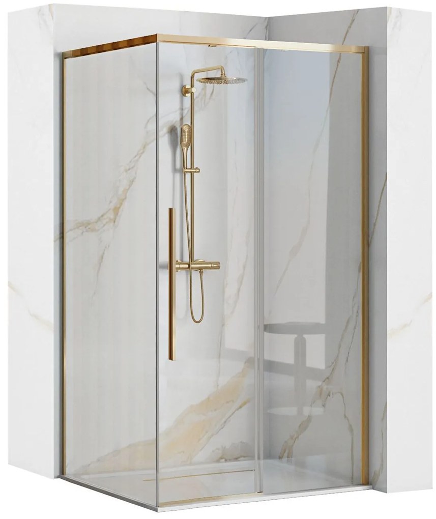 Rea - SOLAR GOLD ELEGANT čtvercový sprchový kout 90 x 90 cm, čiré sklo/zlatý profil, REA-K4900