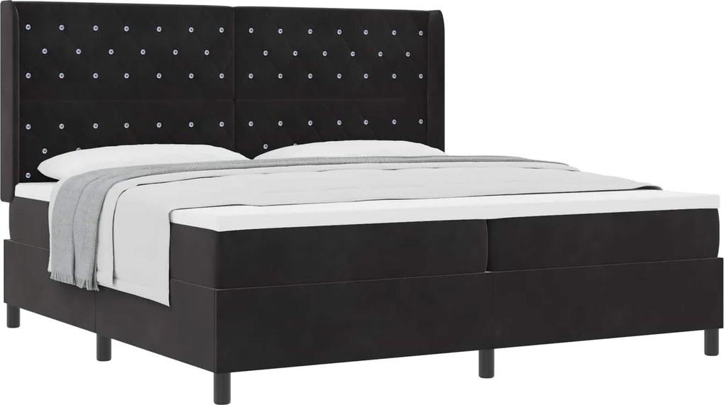 Postel s boxspringem s matrací s čelo Černá 200 x 200 cm samet 3341974