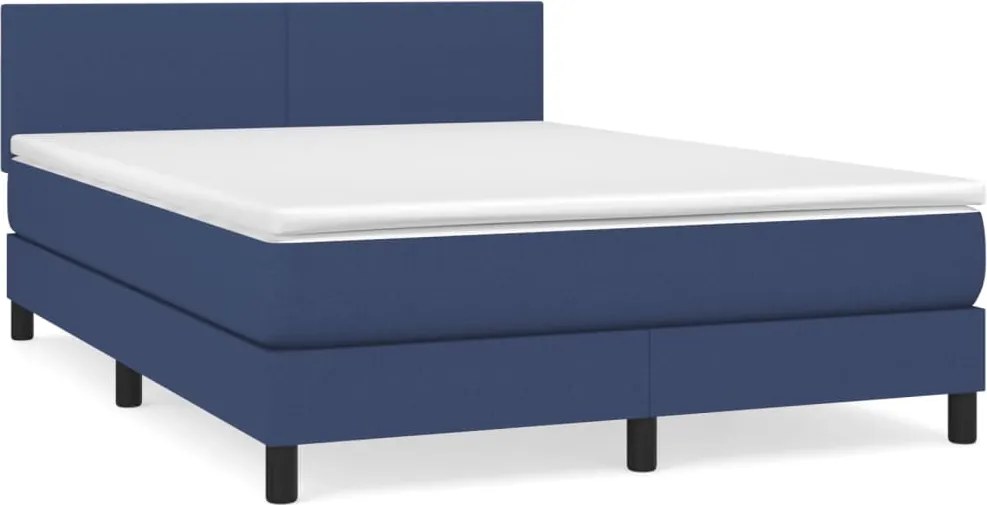 Box spring postel s matrací modrá 140x190 cm textil 3139895