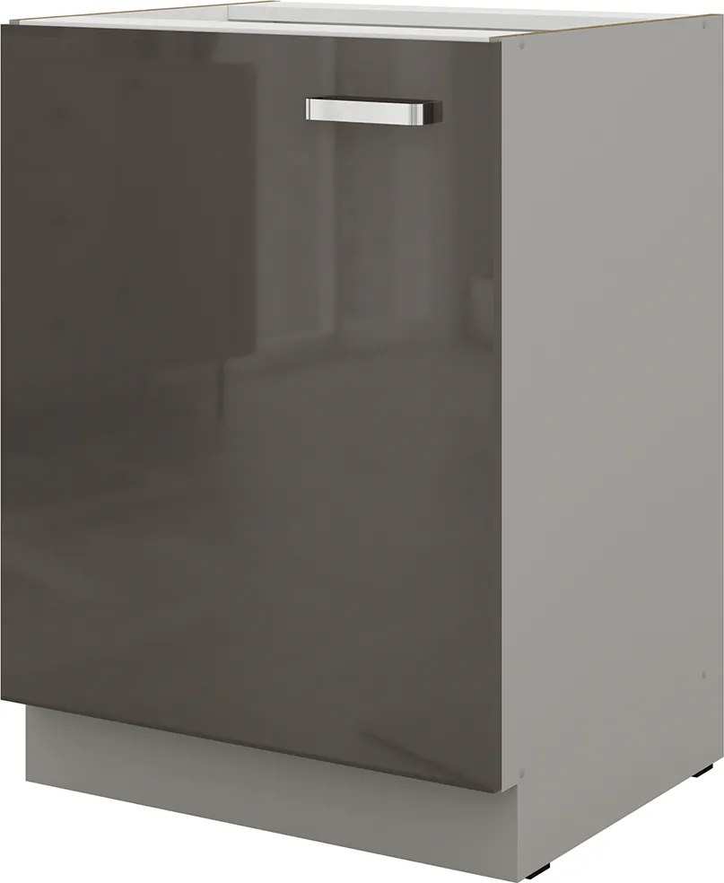 GREY gr | dolní skříňka 60 D 1F policová | 60 cm | světle šedá/tmavě šedá lesk