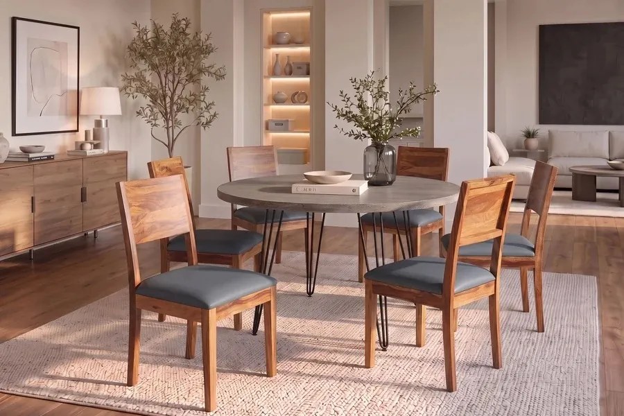 Designová židle Timber II Sheesham / tmavě šedá ekokůže