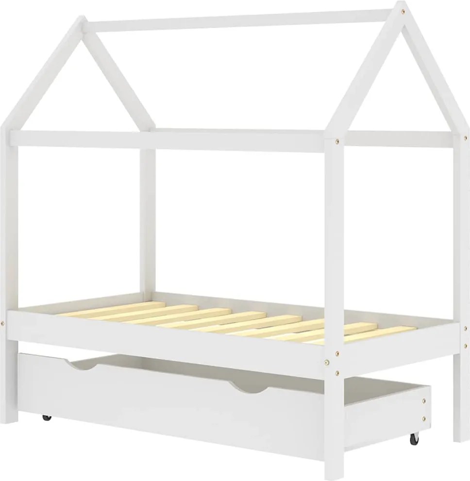 Rám dětské postele se zásuvkou bílý masivní borovice 70x140 cm 322139