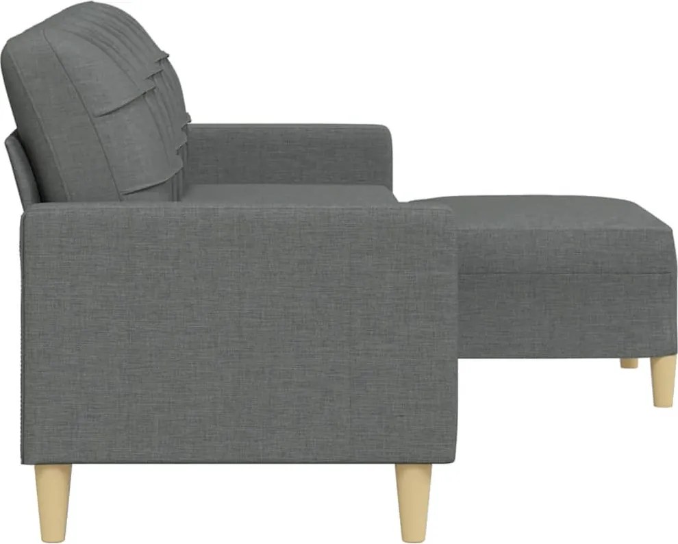3místná pohovka s podnožkou tmavě šedá 210 cm textil 3278250