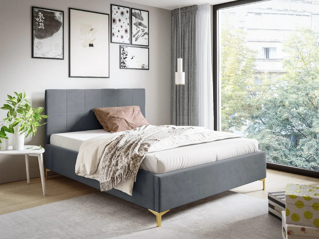 Eka Čalouněná postel SMART+ 120x200 cm Barva látky Trinity: Černá (Trinity 2316), Úložný prostor: Bez úložného prostoru, Barva nožek postele: Černá