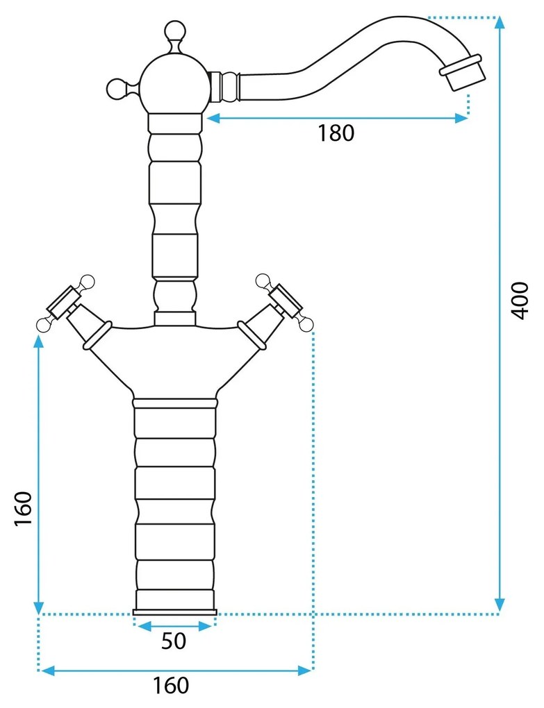 Umyvadlová baterie REA RUSTIKO OLD vysoká, černá