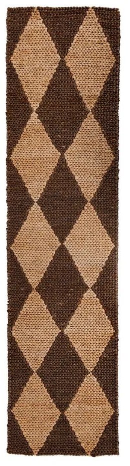 Hnědý/v přírodní barvě ručně tkaný běhoun s příměsí juty 80x230 cm Effie Diamond – Flair Rugs