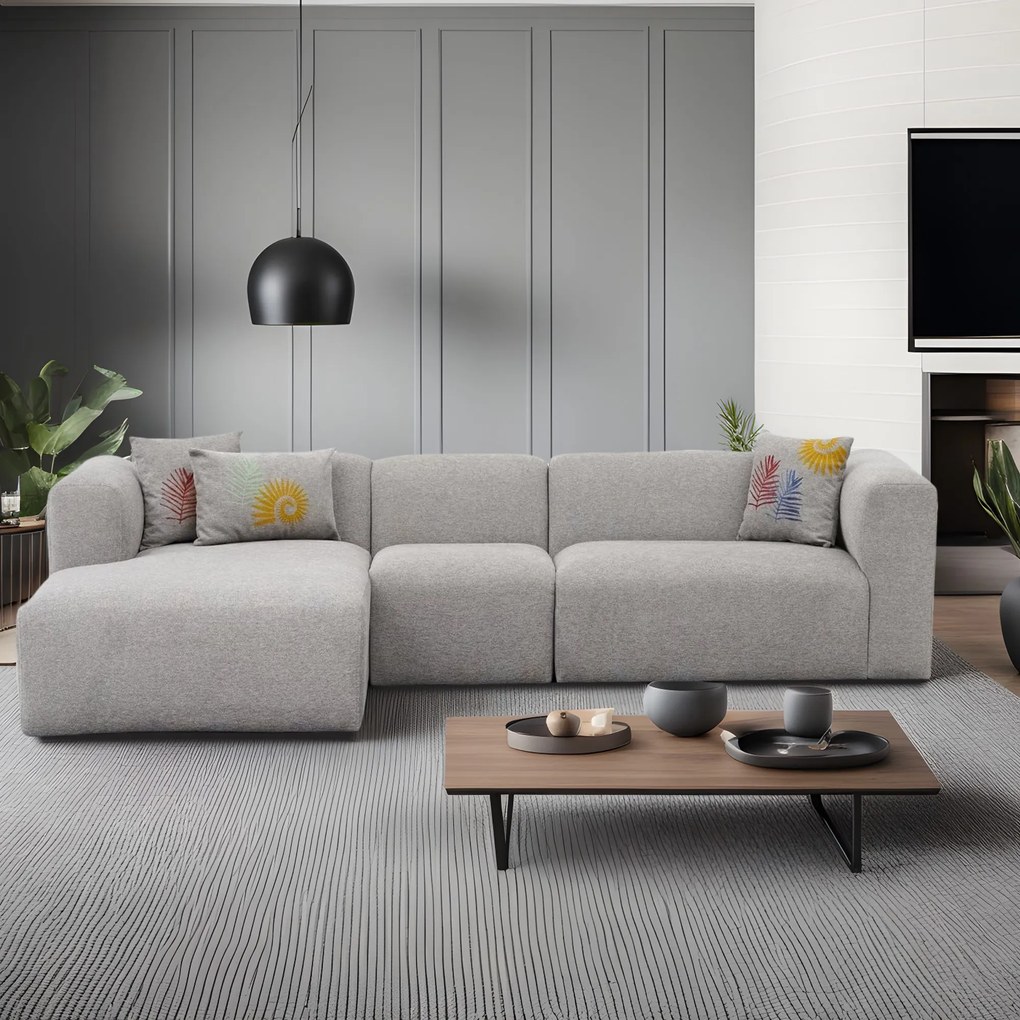 Hanah Home Rohová pohovka LINDEN levá světle šedá