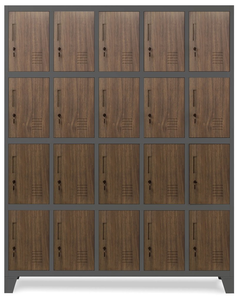 JAN NOWAK Loft skříň s přihrádkami ROBERT, 1360 x 1720 x 450 mm, barva: antracit-ořech