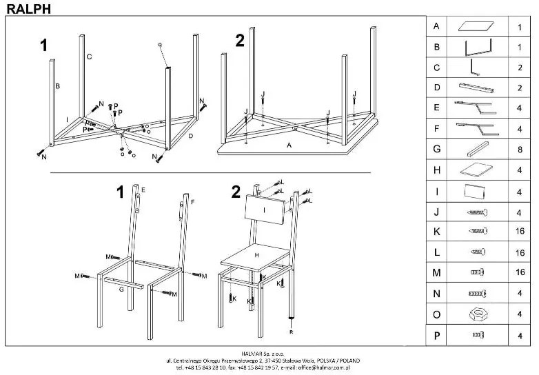 Halmar Jídelní sada RALPH 4+1